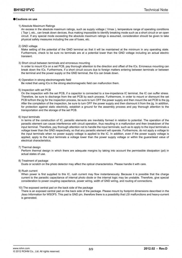BH1621FVC-TR technical document page 8