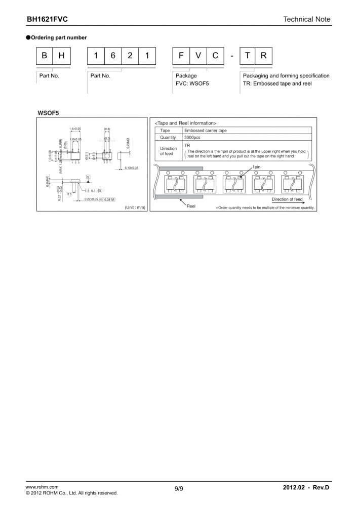 BH1621FVC-TR technical document page 9
