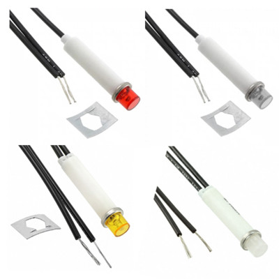 Neon Panel Mount Indicator Amber .310″ Hi-Hat 125V Wire Leads for sale