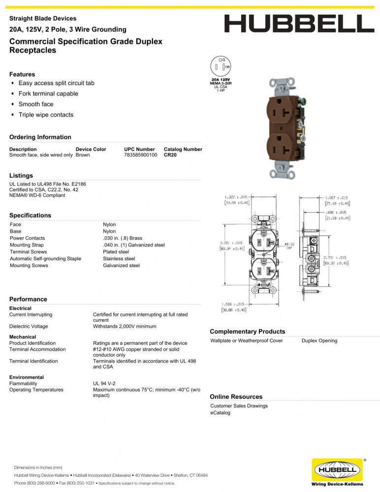 CR20 product technical document image
