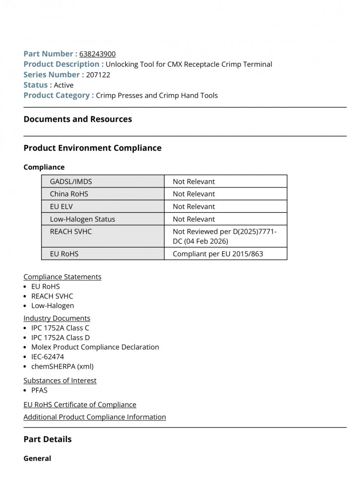 MOLEX 638243900 product document image 1