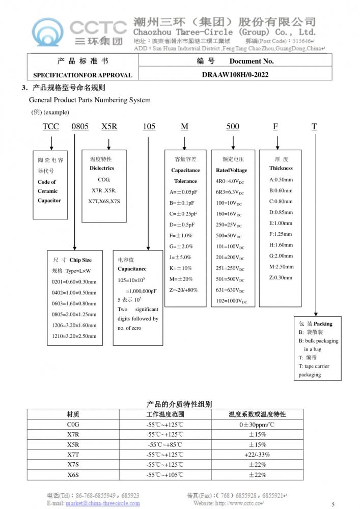CCTC MLCC specification page 6