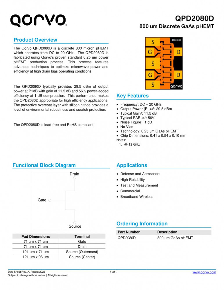 QPD2080D datasheet page 1