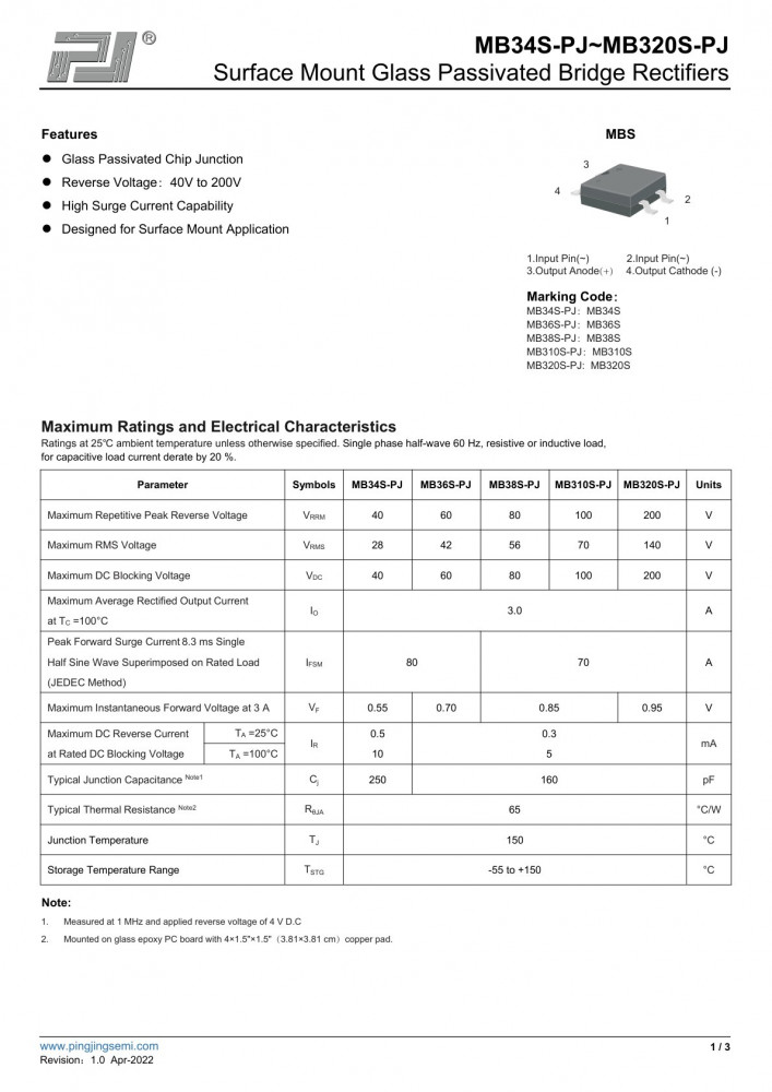 MB38S-PJ datasheet page 1