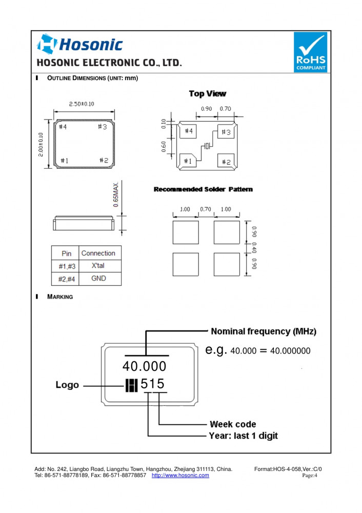 HOSONIC E2SB40E000006E datasheet page 4