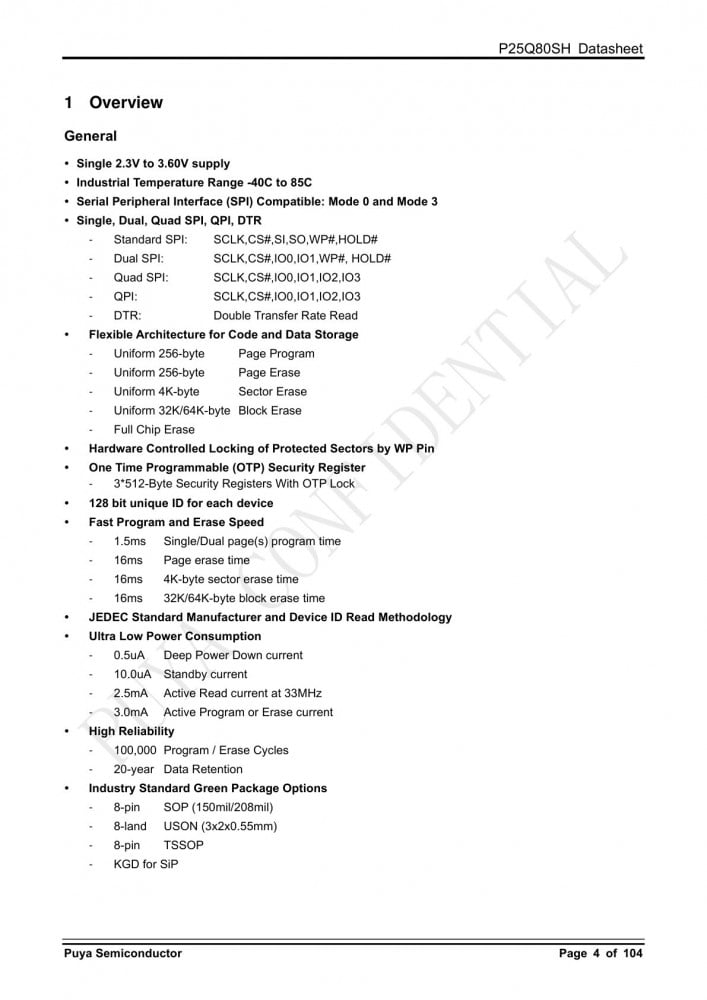 P25Q80SH datasheet page 4