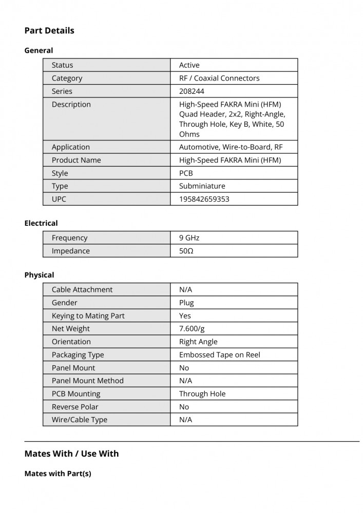 Technical document page 2 for MOLEX 2082440201