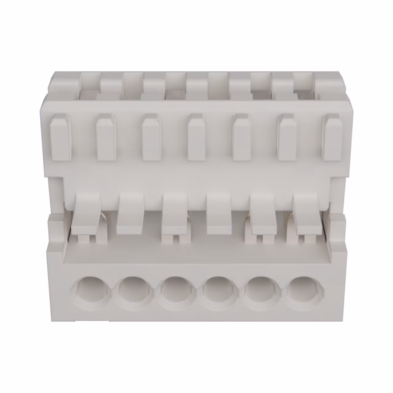Appli-Mate RAST 2.5 Female Connector, 2.50mm Pitch, 6 Circuits, All Position Keys, Open Endwalls, Circuits 2 & 4 Voided for sale