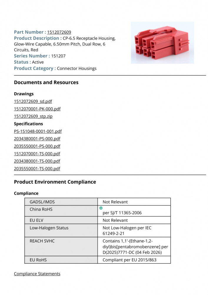 Technical document image 1 for MOLEX 1512072609