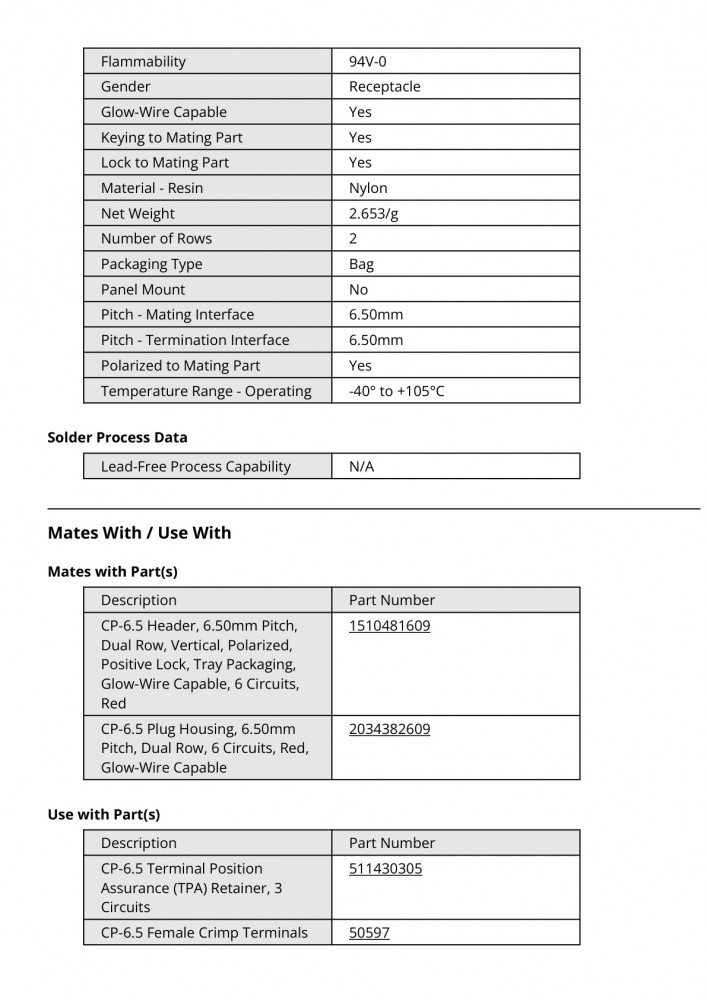 Technical document image 3 for MOLEX 1512072609