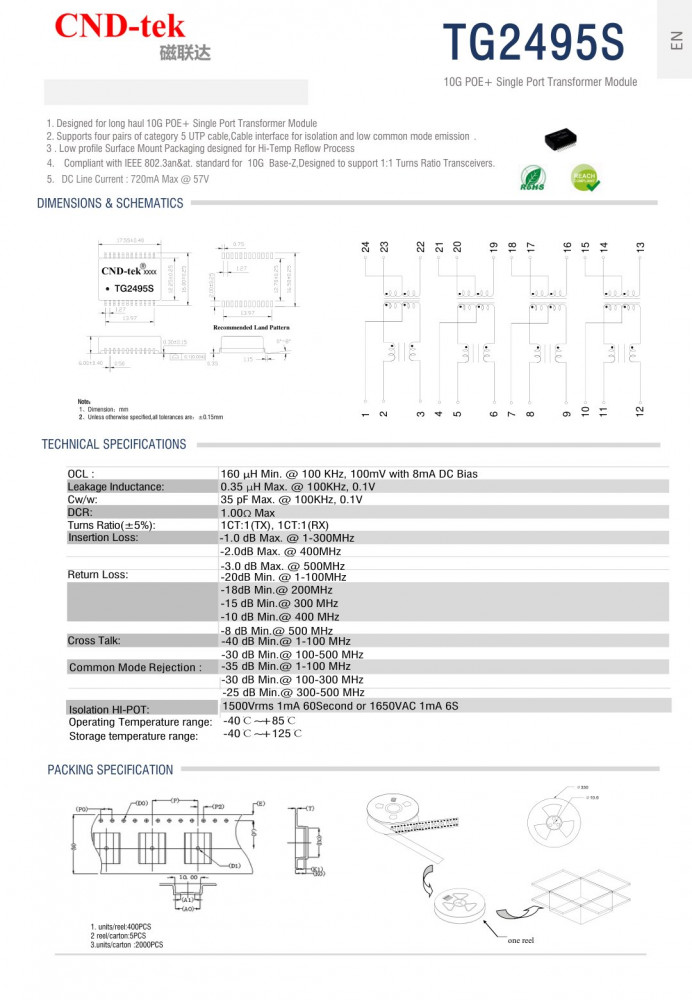 CND-tek TG2495S technical document preview