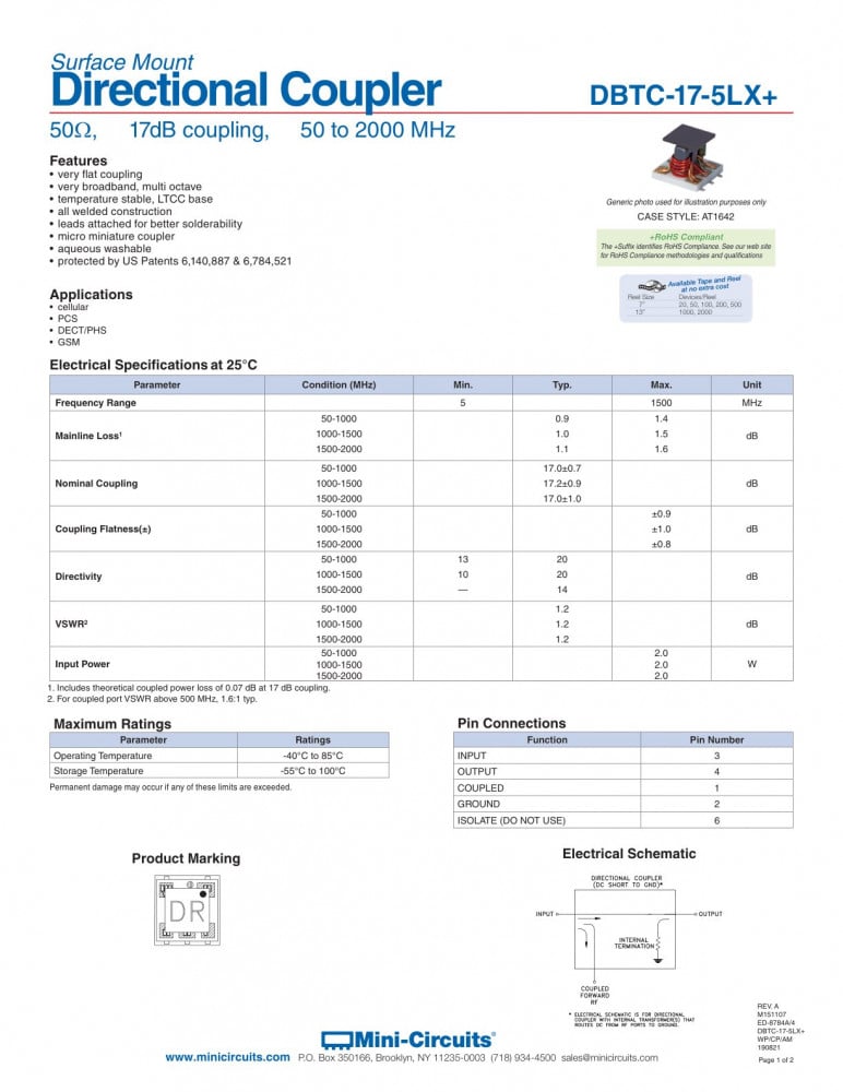 DBTC-17-5LX+ datasheet page 1