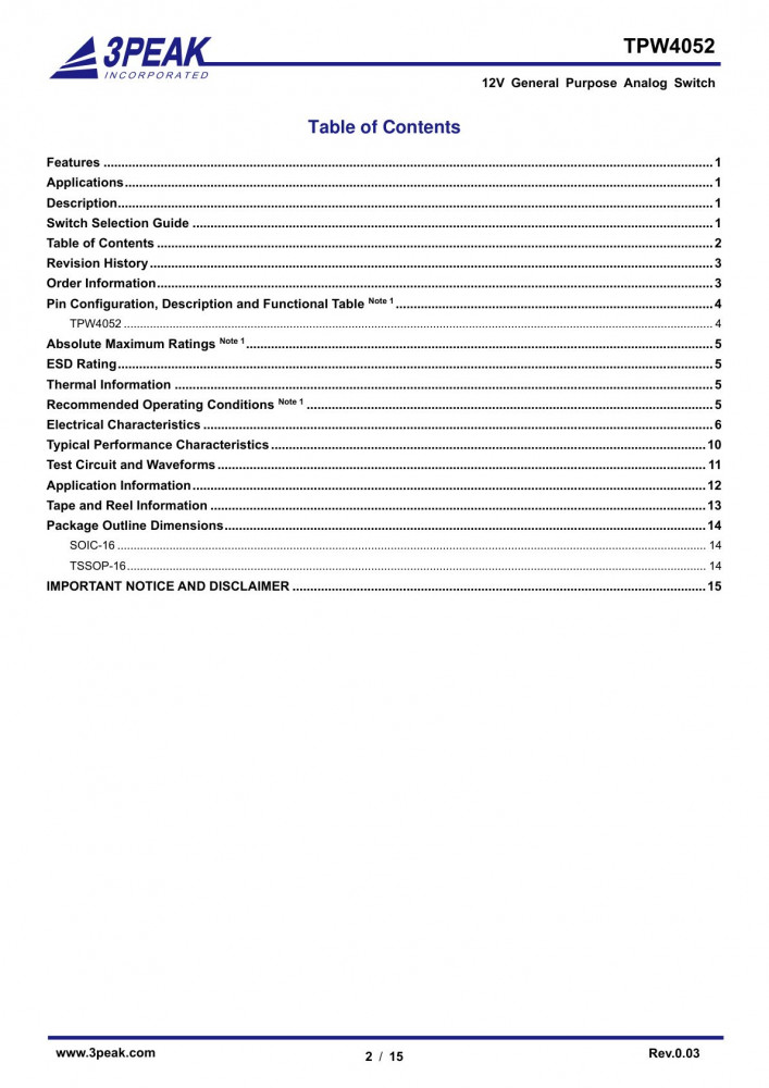 TPW4052 datasheet page 2