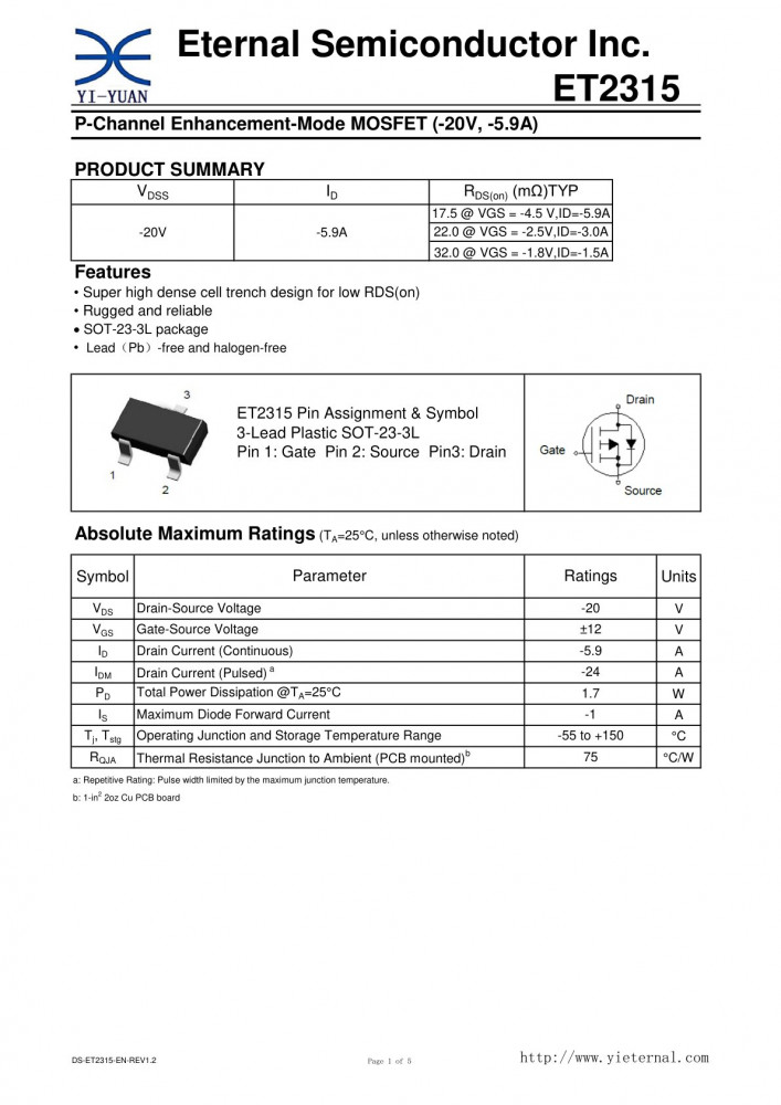 ET2315 datasheet page 1