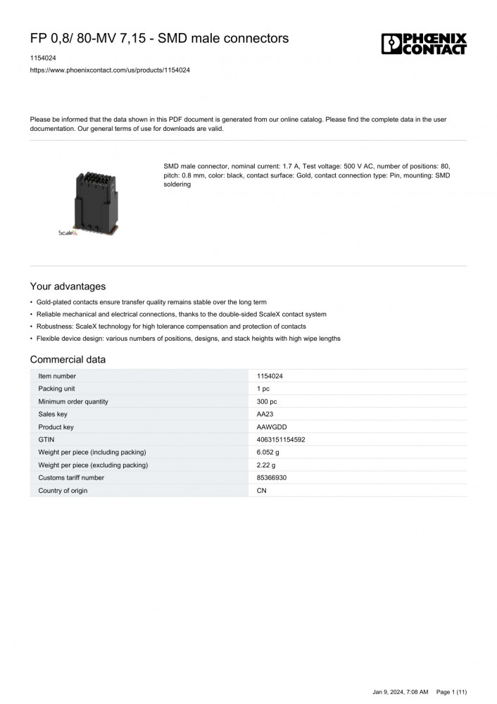 Phoenix Contact 1154024 technical document page 1