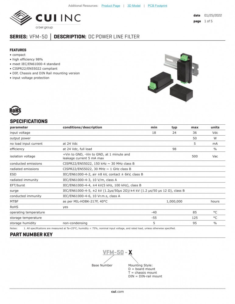 VFM-50-DIN datasheet page 1