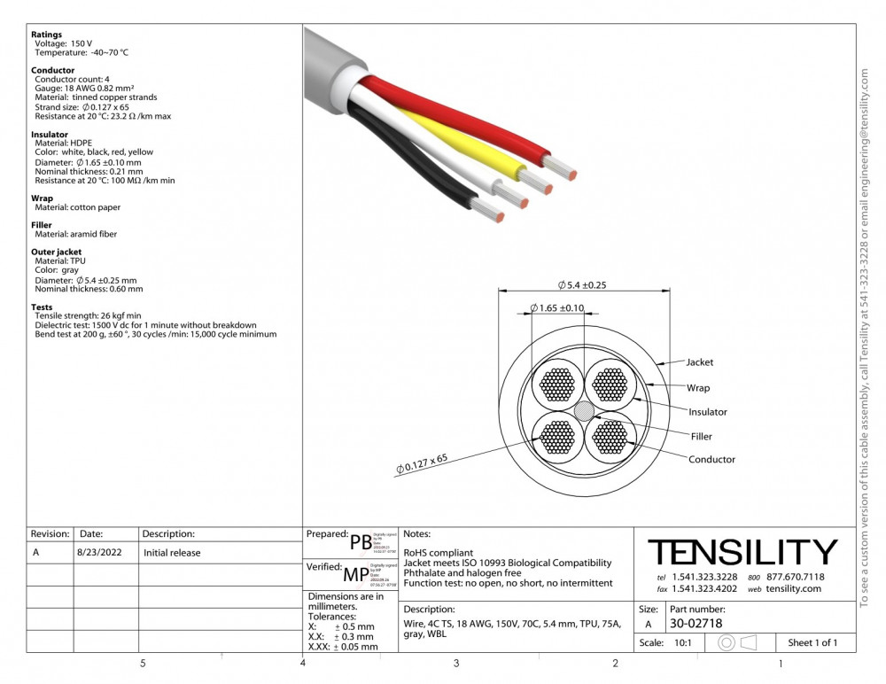 Tensility 30-02718 cable product drawing