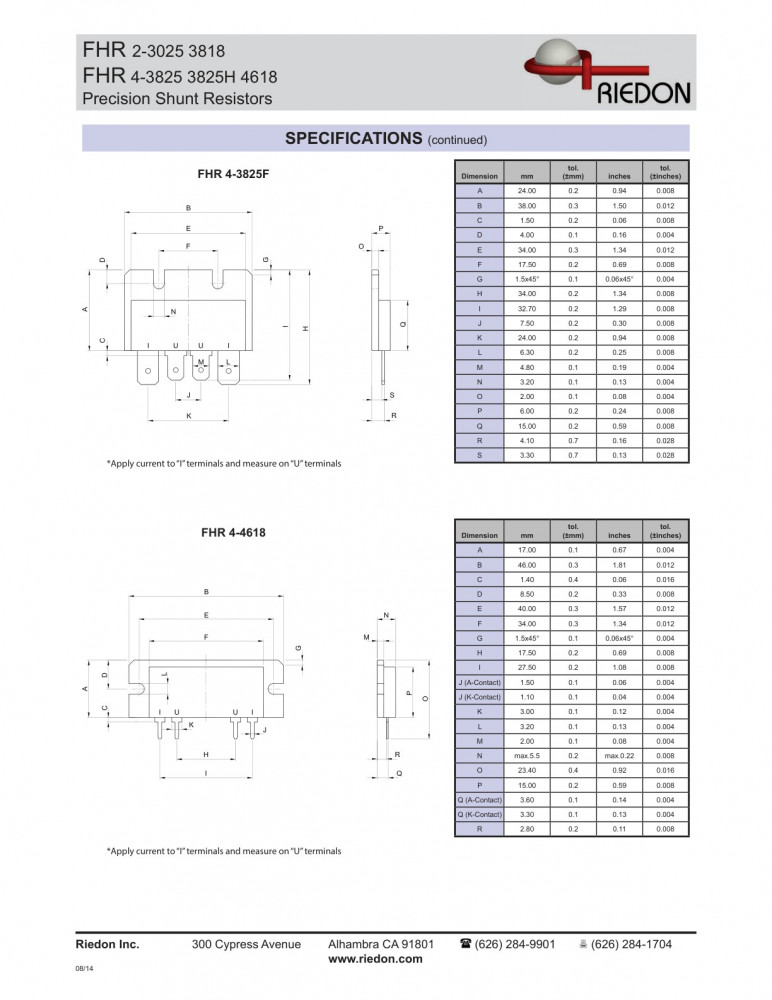Riedon FHR series technical document, page 3