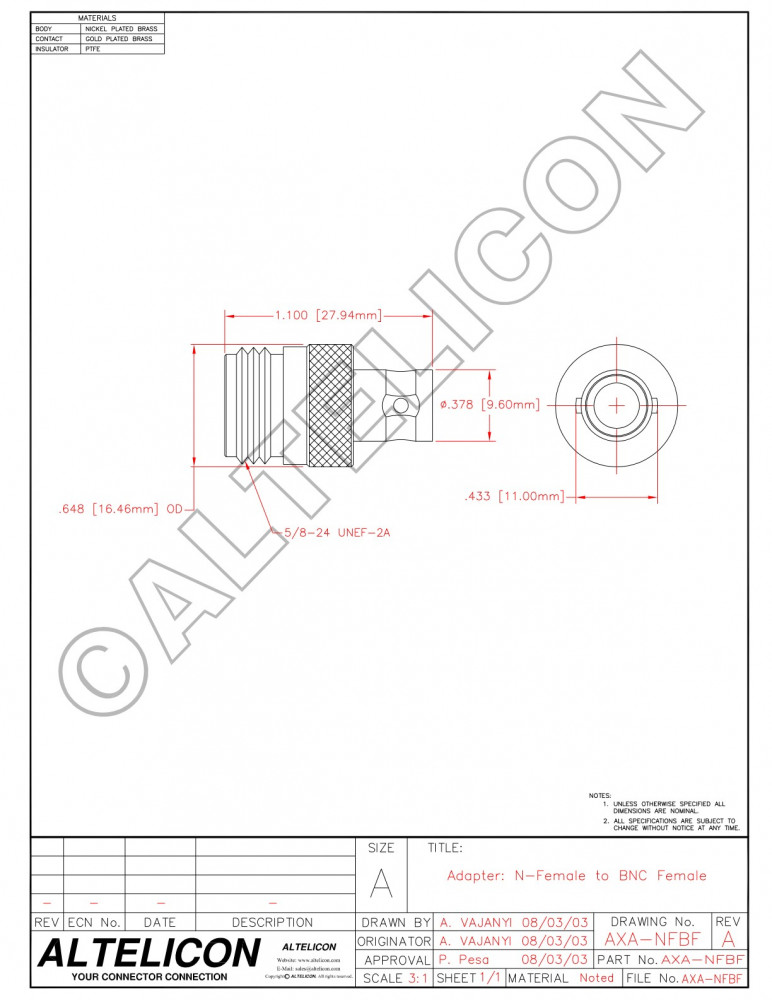 L-com AXA-NFBF technical document page