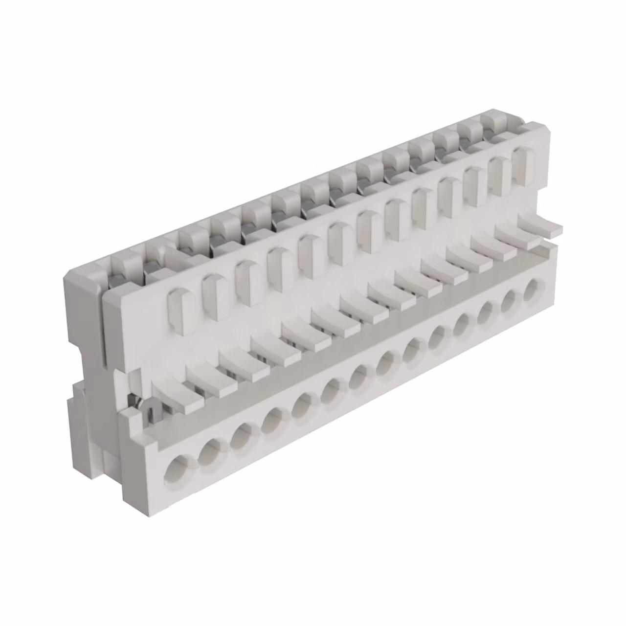 Appli-Mate RAST 2.5 IDT Housing, 2.50mm Pitch, Female, 14 Circuits, Beaded Terminal, Position Keys A & O Removed, Slotted Endwalls, Polarizing Rib Between Circuits 2 & 3 for sale