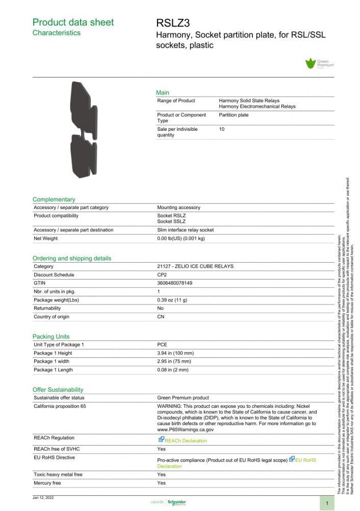 RSLZ3 product document page 1