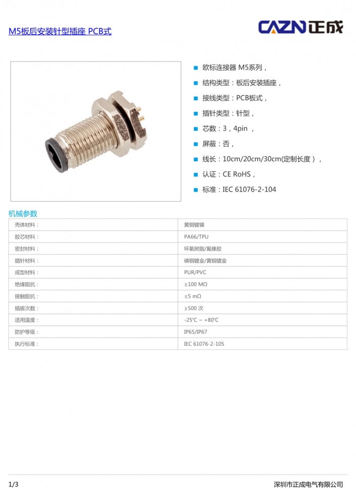 CAZN M5 connector documentation page 1