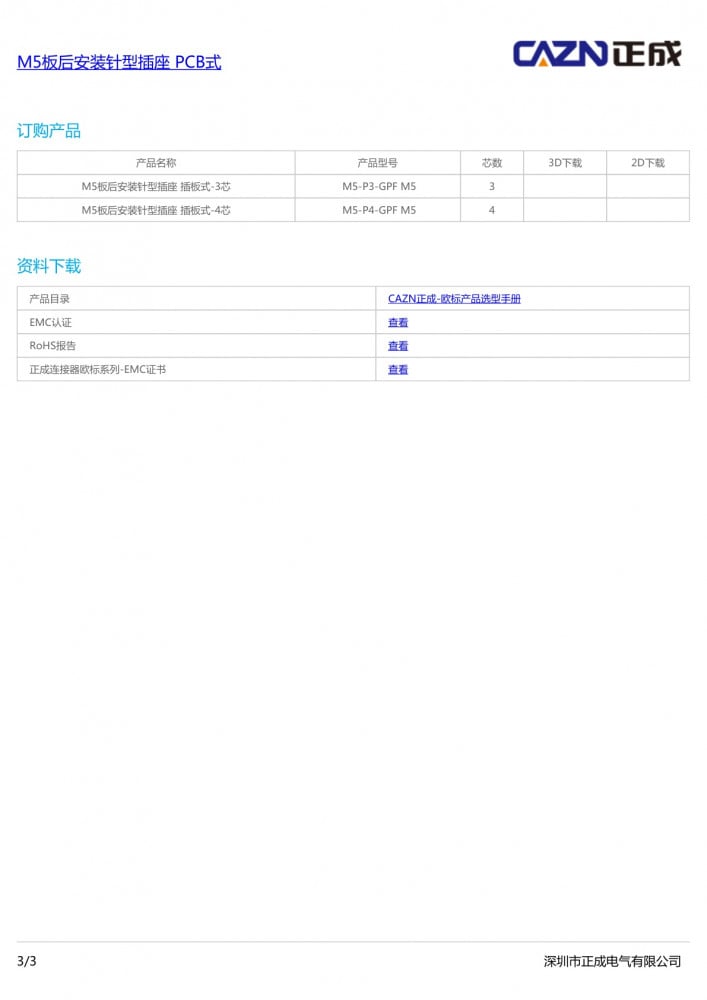 CAZN M5 connector documentation page 3