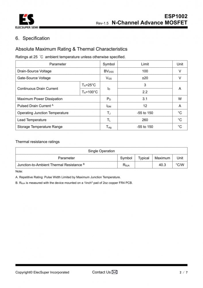 ESP1002 datasheet page 2