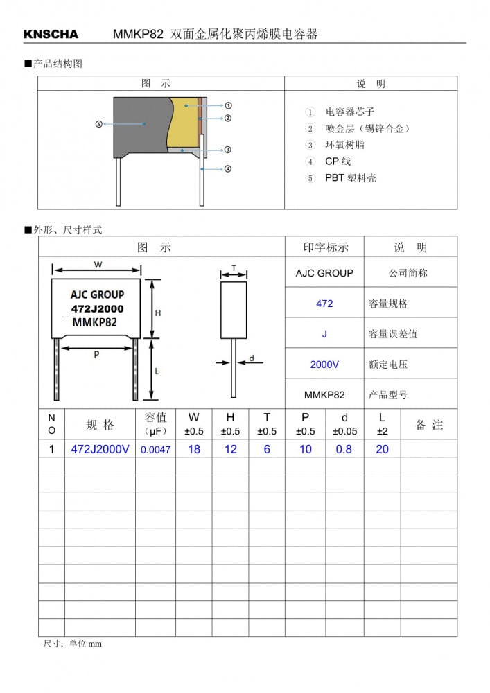 KNSCHA MMK472J3DD2AJ208G0 specification page 2
