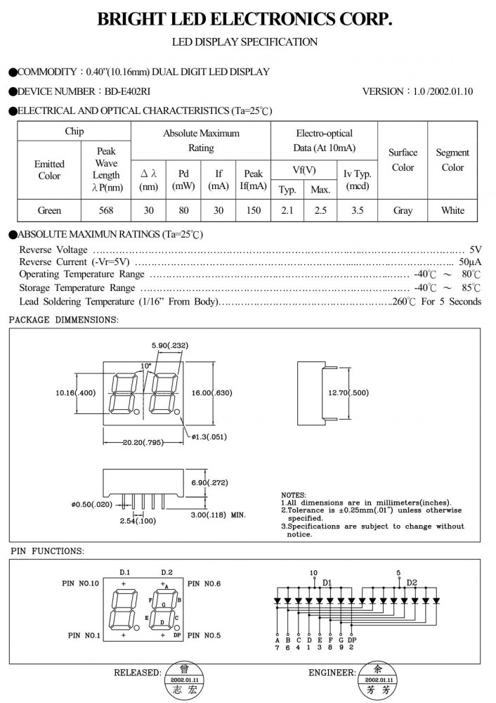 BD-E402RI datasheet page 1