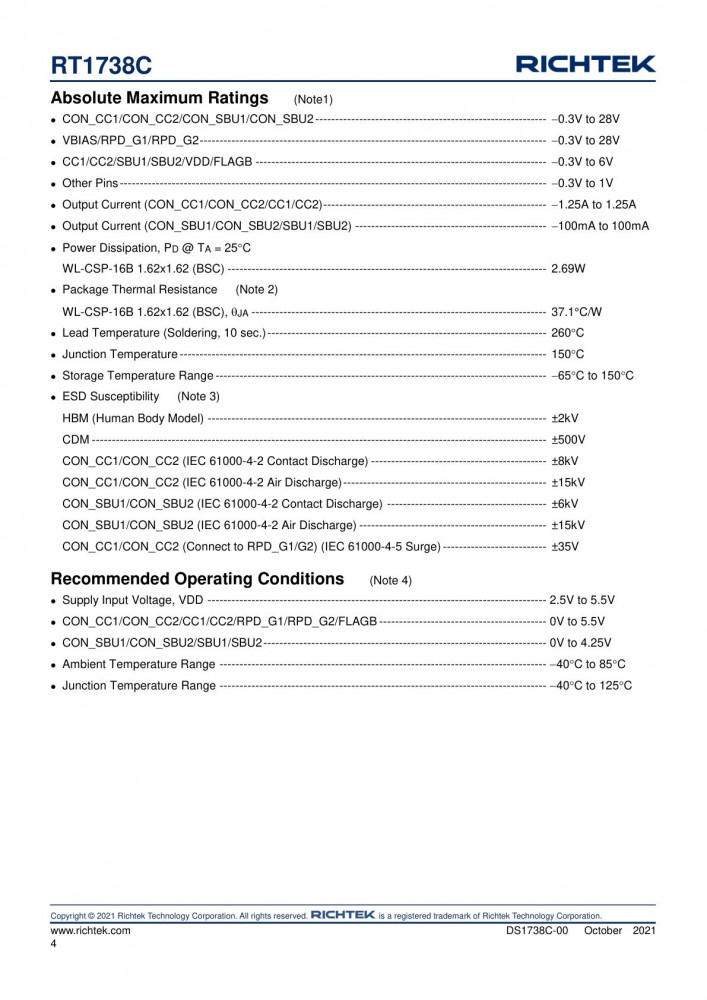RT1738C datasheet page 4