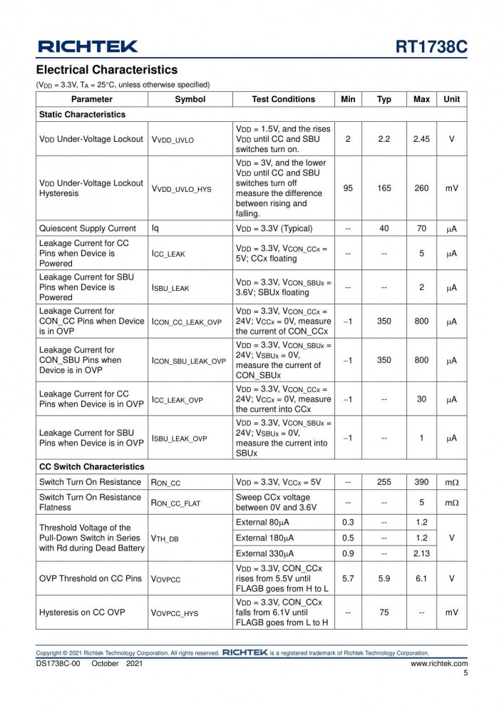 RT1738C datasheet page 5