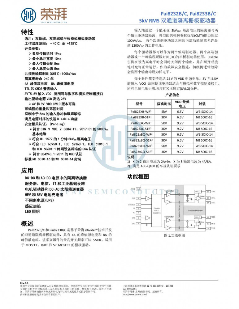Pai8233C-S1R datasheet page 1