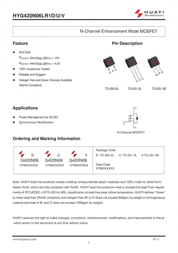 HYG420N06LR1 datasheet page 1