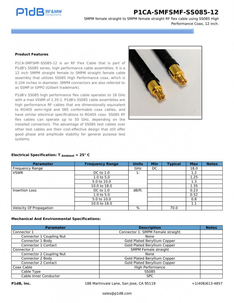 P1CA-SMFSMF-SS085-12 technical document page 1