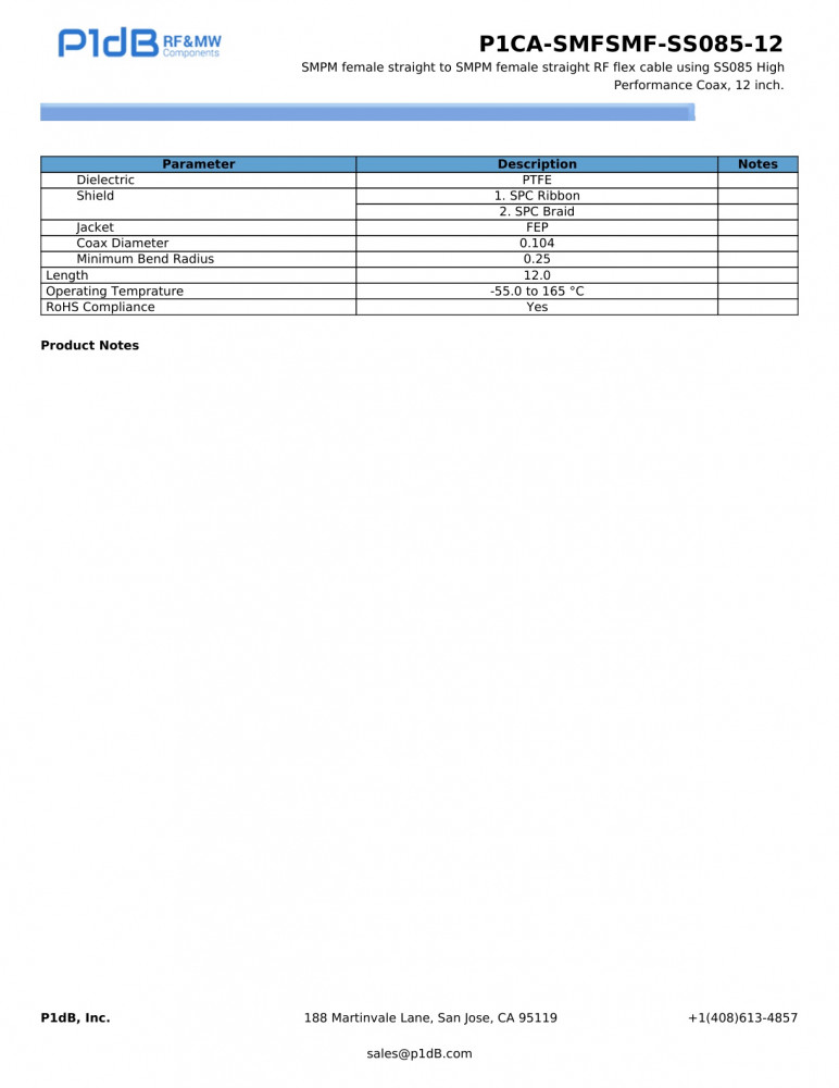 P1CA-SMFSMF-SS085-12 technical document page 2