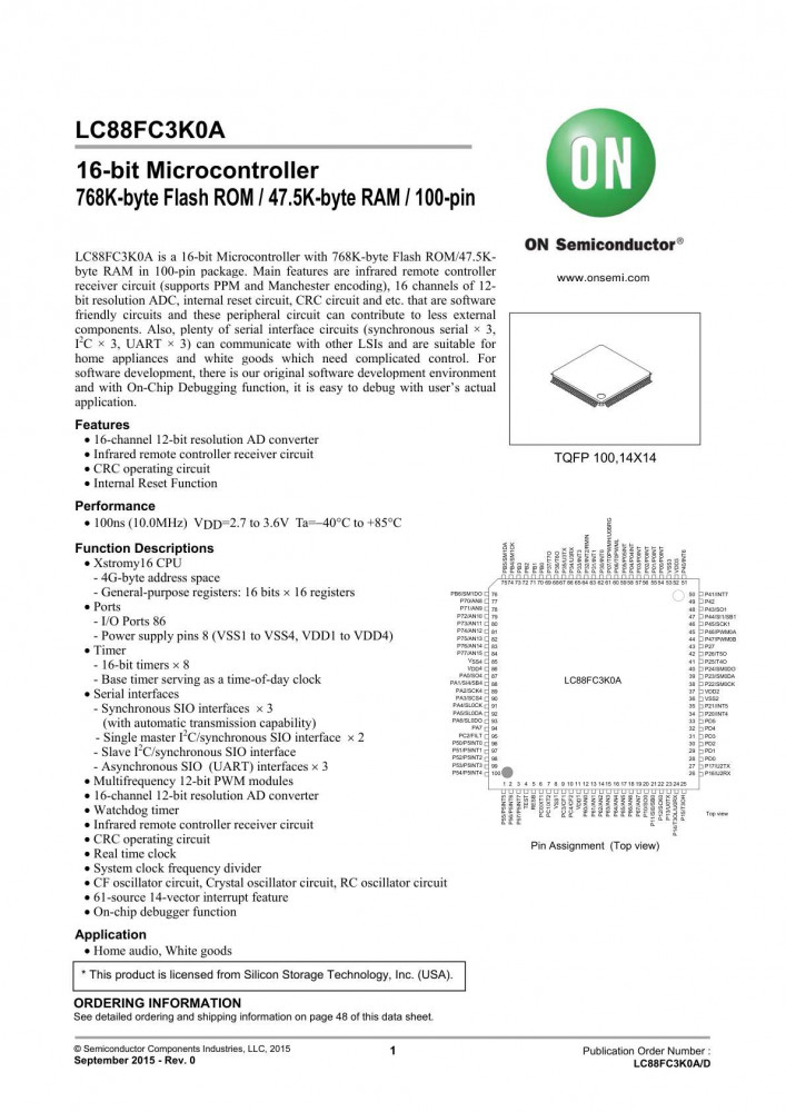 LC88FC3K0A technical document page 1