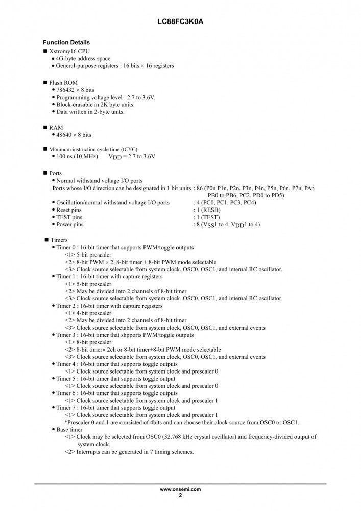 LC88FC3K0A technical document page 2