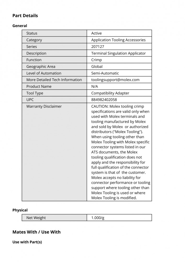 Tooling specification document preview, page 2
