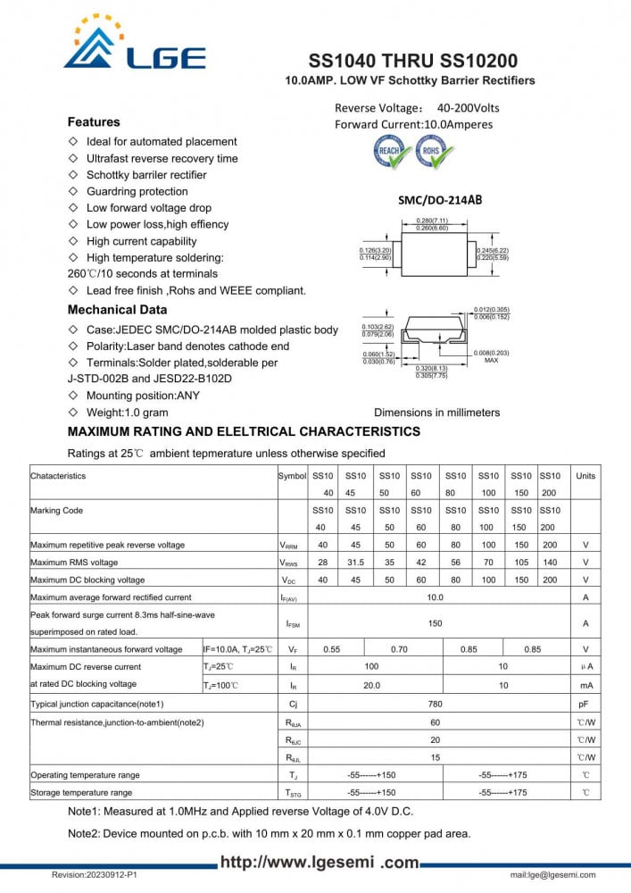 LGE SS10200 datasheet page 1