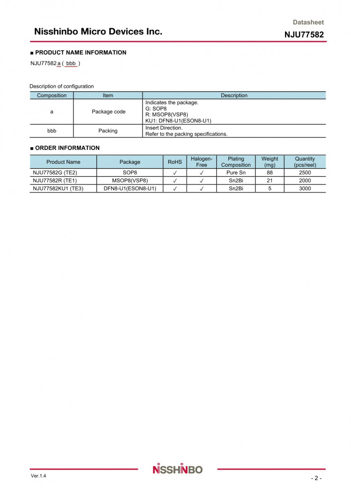 NJU77582 datasheet page 2