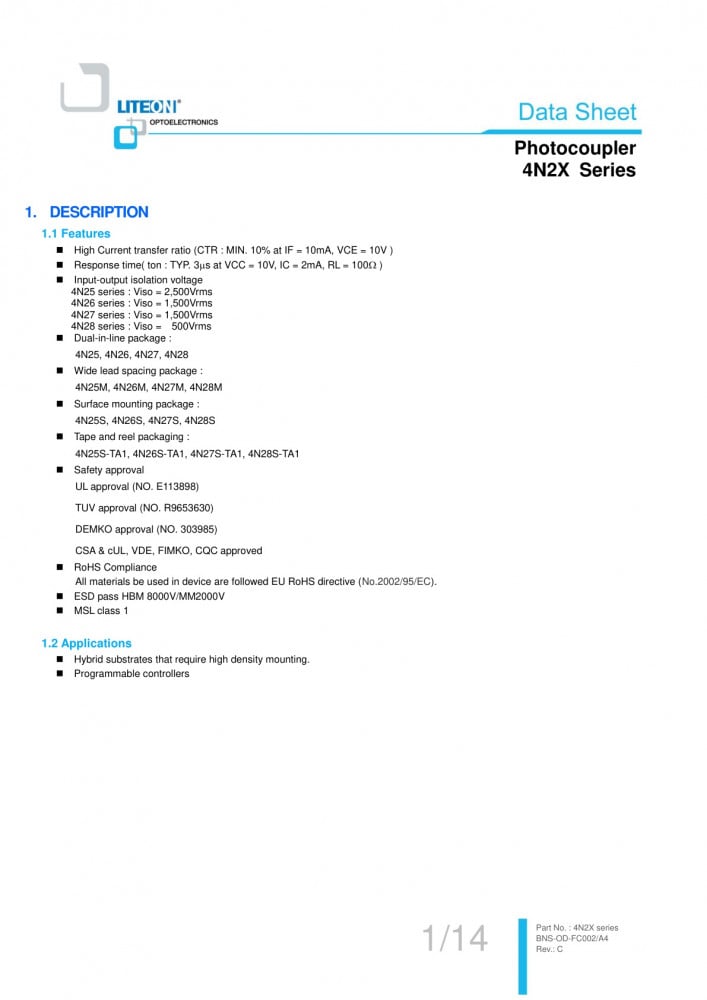 LITEON 4N26S datasheet page 2