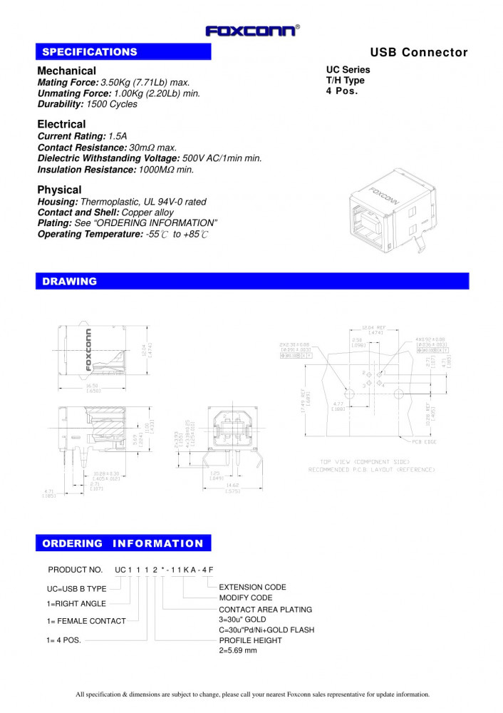 FOXCONN UC11123-11KA-4F technical document preview