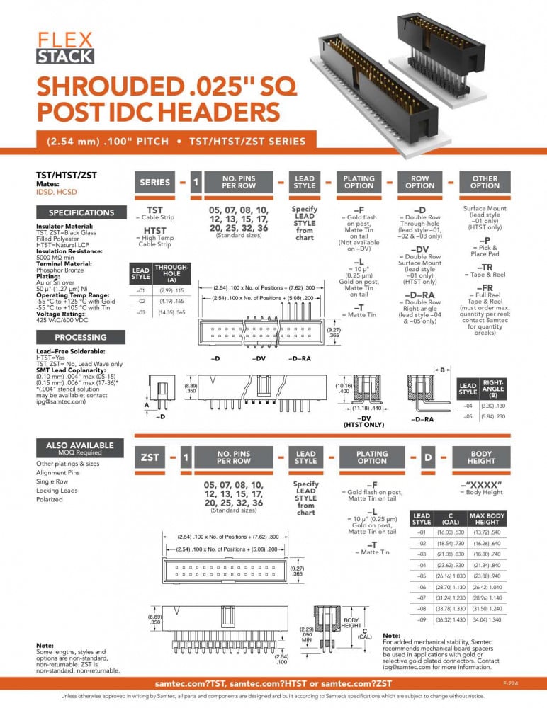 Samtec ZST series technical document page 1