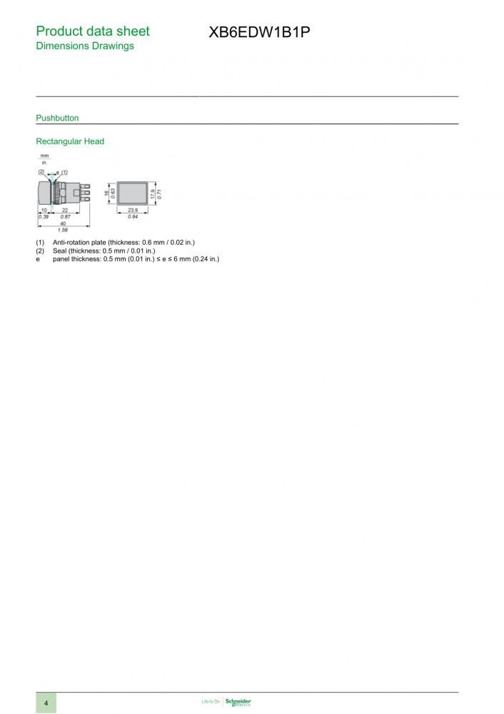 XB6EDW1B1P technical document page 4