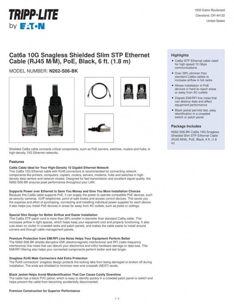 N262-S06-BK technical document page 1