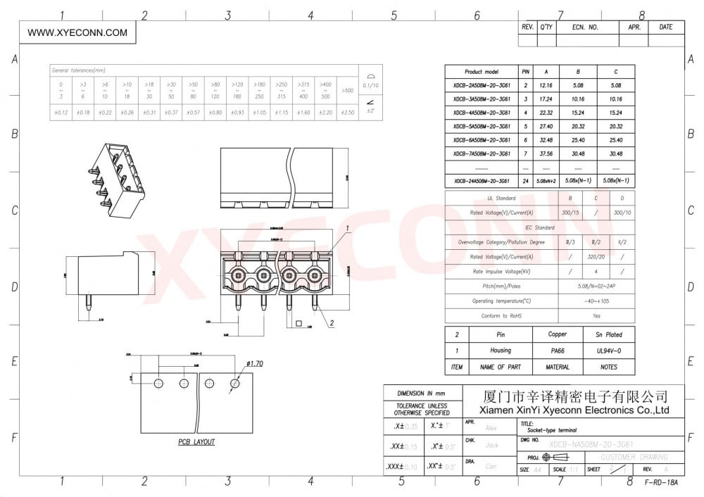 XDCB-5A508M-20-3G61 technical drawing page