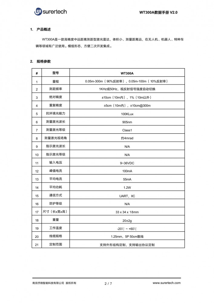 WT300A-U datasheet page 2