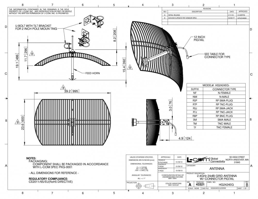 L-com HG2424EG technical drawing