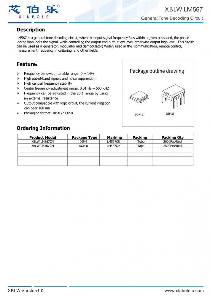 XBLW LM567CM datasheet page 2